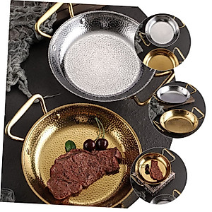 BRIGHTFUFU Double Ears Sukiyaki Restaurant Pan Paella Cooking Pan Nonstick Frying Pan Cauldron Cast Iron Paella Cooker Appetizer Plate Dish Thicken 304 Stainless Steel Anti-scalding Pan