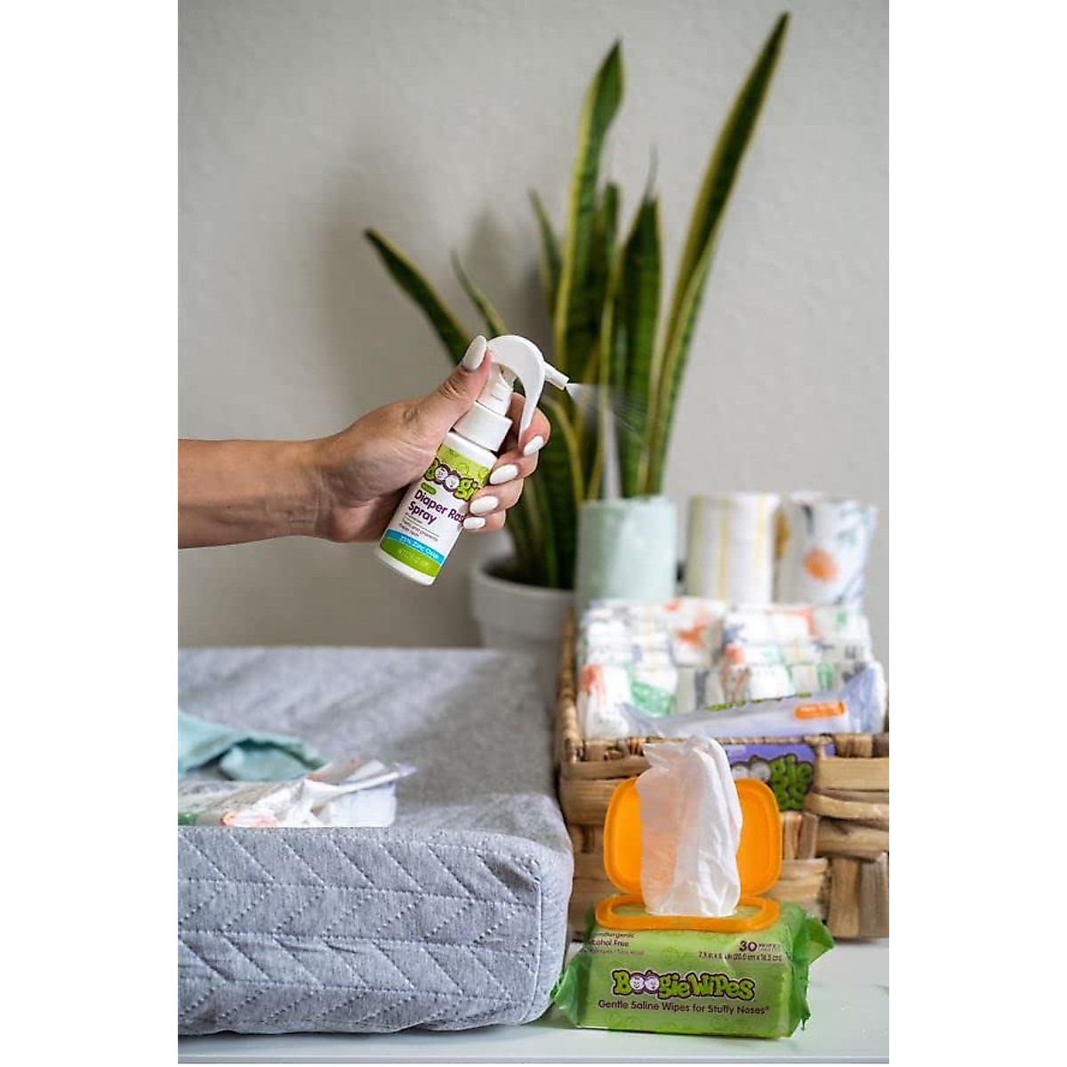 Diaper Rash Cream Spray by Boogie Bottoms, Travel Friendly No-Rub Touch Free Application for Sensitive Skin, from The Maker of Boogie Wipes, Over 200 Sprays per Bottle, 1.7 oz