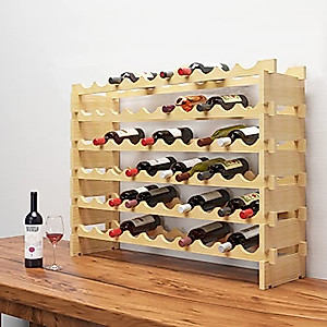 SogesHome Wine Rack Wood Storage Rack Stand, 60 Bottles Holder, 6 Tier Stack-able Wine Storage Organizer Free Standing