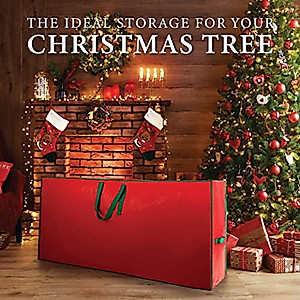Handy Laundry Christmas Tree Storage Bag, Stores 7.5 Foot Artificial Xmas Holiday Tree, Durable Waterproof Material, Protect Against Dust, Insects, and Moisture, Zippered Bag with Carry Handles, (Red)
