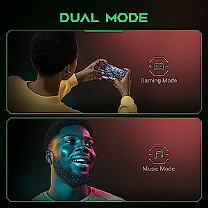 Black Shark Wireless Bluetooth Earbuds,Gaming Earphone IPX4 Waterproof with Built-in Microphone, Dual Modes 35h Play Time Sport Headphones, Headset with 45ms Ultra-Low Latency for iOS & Android