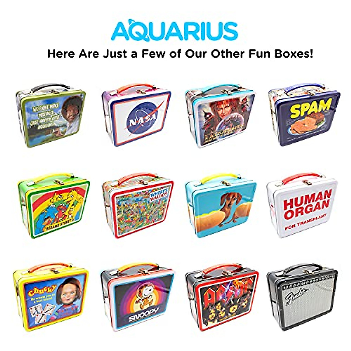 AQUARIUS Elvis Retro Fun Box - Sturdy Tin Storage Box with Plastic Handle & Embossed Front Cover - Officially Licensed Elvis Merchandise & Collectible Gift for Kids, Teens & Adults