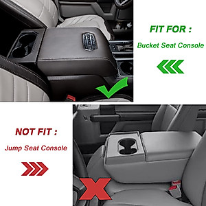 PIMCAR Center Console Cover Compatible with Ford 2015-2020 F150, 2017-2022 F250 F350 F450, 2018-2024 Expedition Interior Accessories Custom PU Leather Armrest Cushion Protector (Bucket Seat Only)