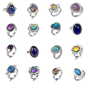 LiHan1028 16pcs Mixed Mood rings classic temperature change color mood ring lovers (Adjustable Size)
