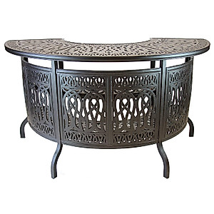 Cast Aluminum Outdoor Curved bar Table with Storage Patio Furniture Desert Bronze.