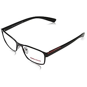 Prada Linea Rossa Lifestyle PS 50GV 1AB1O1 Black Metal Rectangle Eyeglasses 55mm