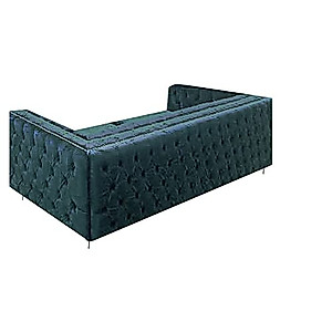 ICE ARMOR 2Pc Living Room Set Loveseat in Dark Teal Velvet Sofas
