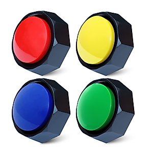 ANLIKY Recordable Buttons, Dog Buttons for Communication, 30 Seconds Recording Upgrade, Pack of 4 Colored Buzzers, Easy to Use,Material Safety. (Batteries Inside)