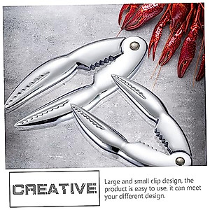 DOITOOL 3pcs Crab Eating Tool Household Tool Set Stainless Steel Forks Oyster Crackers Crab Crackers Nut Crackers Seafood Opener Tools Crab Leg Clamp Efficient Crab Tong Crab Leg Crackers