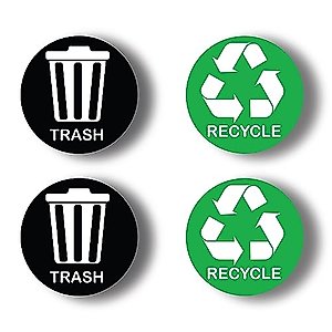 Ashtag Art Organize Trash and Recycling bin by Using Our Durable Trash Recycle Stickers .Each Measuring 5x5 inch Radius Designed to Simplify Your Garbage bin