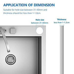 NUOBESTY Sink Tap Hole Cover, Kitchen Faucet Hole Cover, Stainless Steel Plate Stopper Cover Blanking Metal Plug Soap Dispenser Cover for Kitchen Bathroom 2pcs