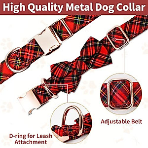Christmas Dog Collars for Female Dogs,Dog Bow Tie Collar as Dog Gifts for Large and Medium Dog,Pet Gift Collar with Bow Tie & Soft Bandana,Adjustable Dog Bow Tie Collar,Girl Dog Collar for Large Dogs