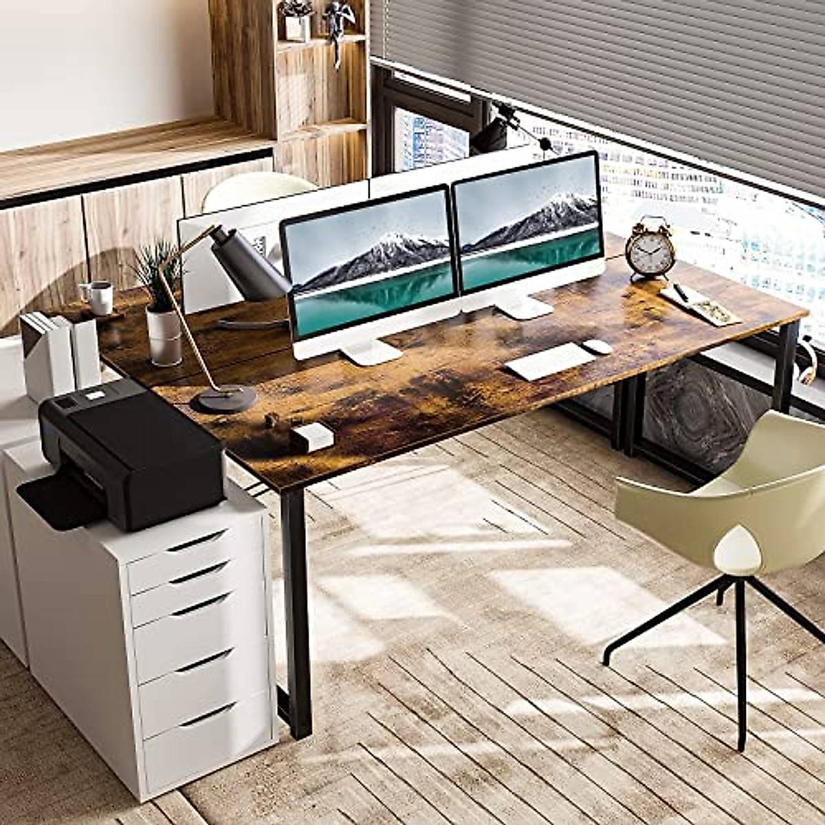 Coleshome 63 Inch Computer Desk, Modern Simple Style Desk for Home Office, Study Student Writing Desk, Vintage