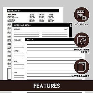HARDCOVER Daily Leather Planner Weekly Monthly - 8.5x11 - Ensight Academic Planner Business Personal or Student - Pen Holder, Bookmark, Notes Pages, Thick Paper, July 2023 - June 2024 (Brown)