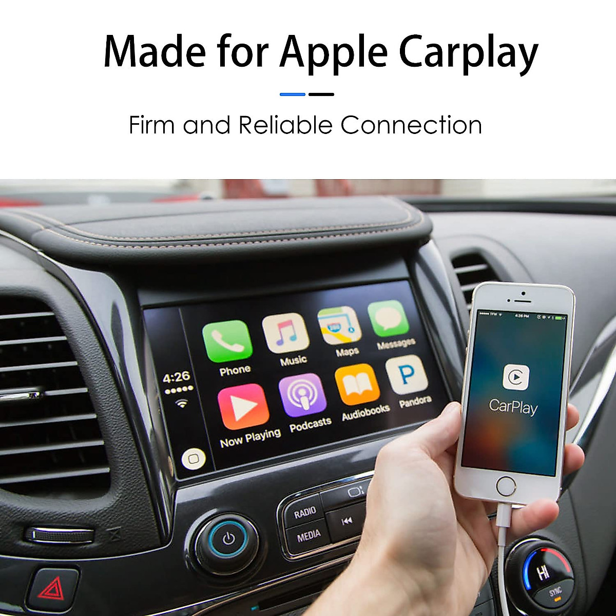 Car Apple Carplay Cable, USB C to Lightning Cable for iPhone 14, 14 pro max,13,Plus,SE 2nd/12/11/Xs/XR, iPad 4/5/ 6/7/ 8, Mini 2/3/4/5, Air 2/3 Charger Cord, Car Charging Cable (USB C to Lightning)