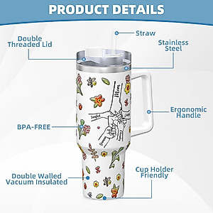 Personalized 40 Oz Stainless Steel Tumbler Best Mom Ever Cup Gift, Custom Name 3D Inflated Effect Travel Mug, Birthday Valentine's Day Coffee Mug for Mom Nana Mothers Day Gifts for Mom,02