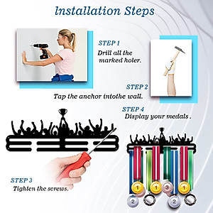 PH PandaHall Medal Hanger Display Celebration Medal Holder Award Ribbon Hanger 3 Lines Medal Hanger Cheer Gymnastics Sport Award Rack Wall Mount Iron Frame for Over 50 Medals 15.75 Inch/40cm