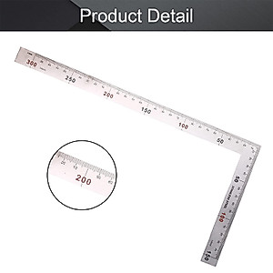 Jutagoss 150mmx300mm/(6"x12") Thickened High-end Square Stainless Steel Framing Square Right Angle Ruler Thicken Try Square Ruler Tools for Carpenter Engineer 1Pcs