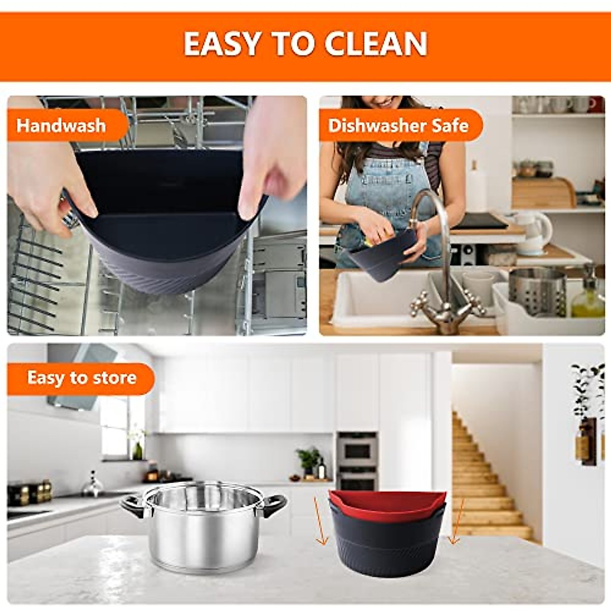Lineware Slow Cooker Divider Liners for 6-8 QT Crockpot, Silicone Reusable Compatible for Crock Pot Liners Divider Inserts,Dishwasher Safe, Oval Shape,Leakproof & Easy Clean，BPA Free(Upgraded Thicker)