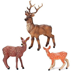 Forest Animals Figurines Toys, 10PCS Realistic Plastic Wild Woodland Animals Figures Playset, Cake Toppers Birthday Gift for Kids Children Toddlers
