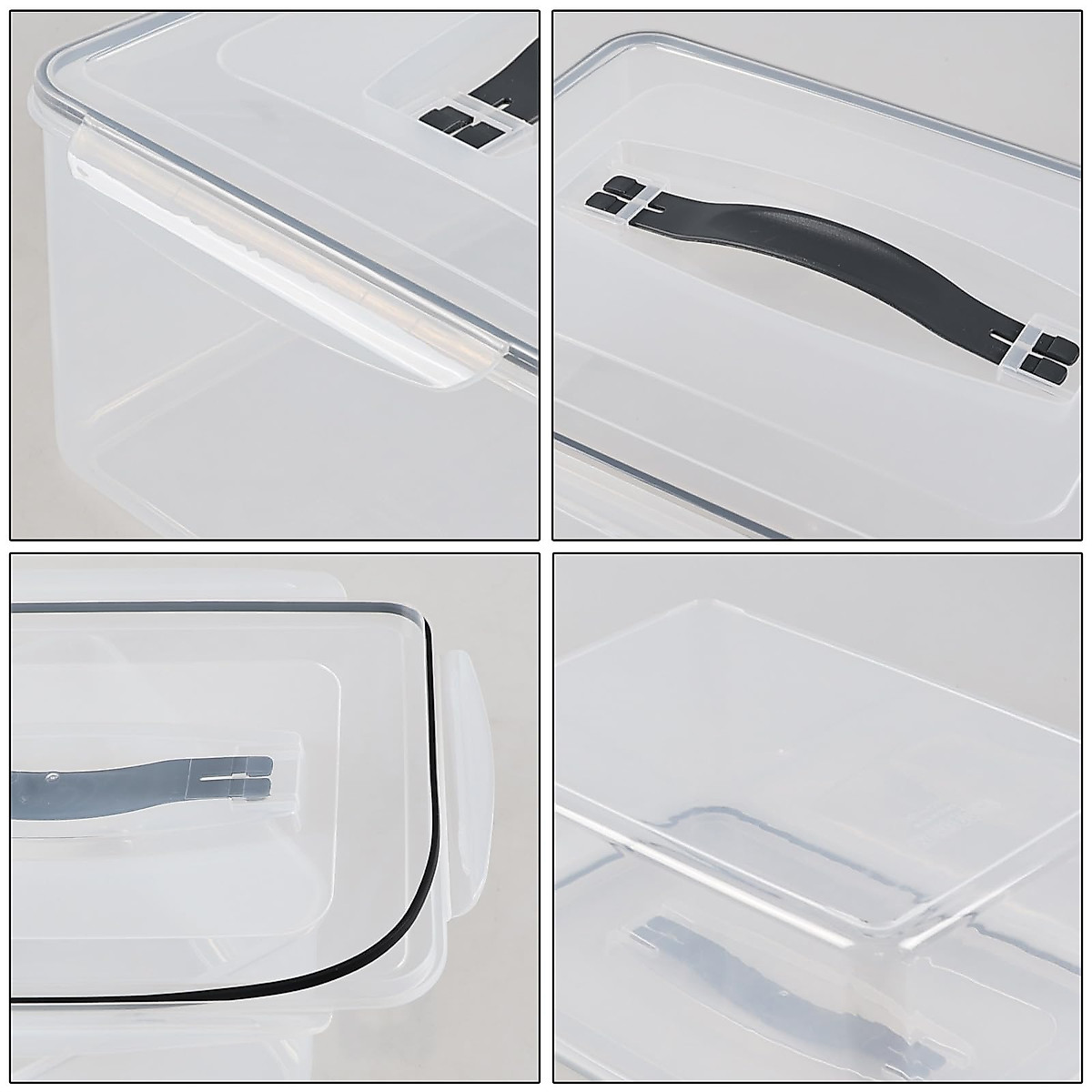 CadineUS 6 Pack 14.5 L Airtight Food Containers, Clear Plastic Storage Box with Seal Circle Lid