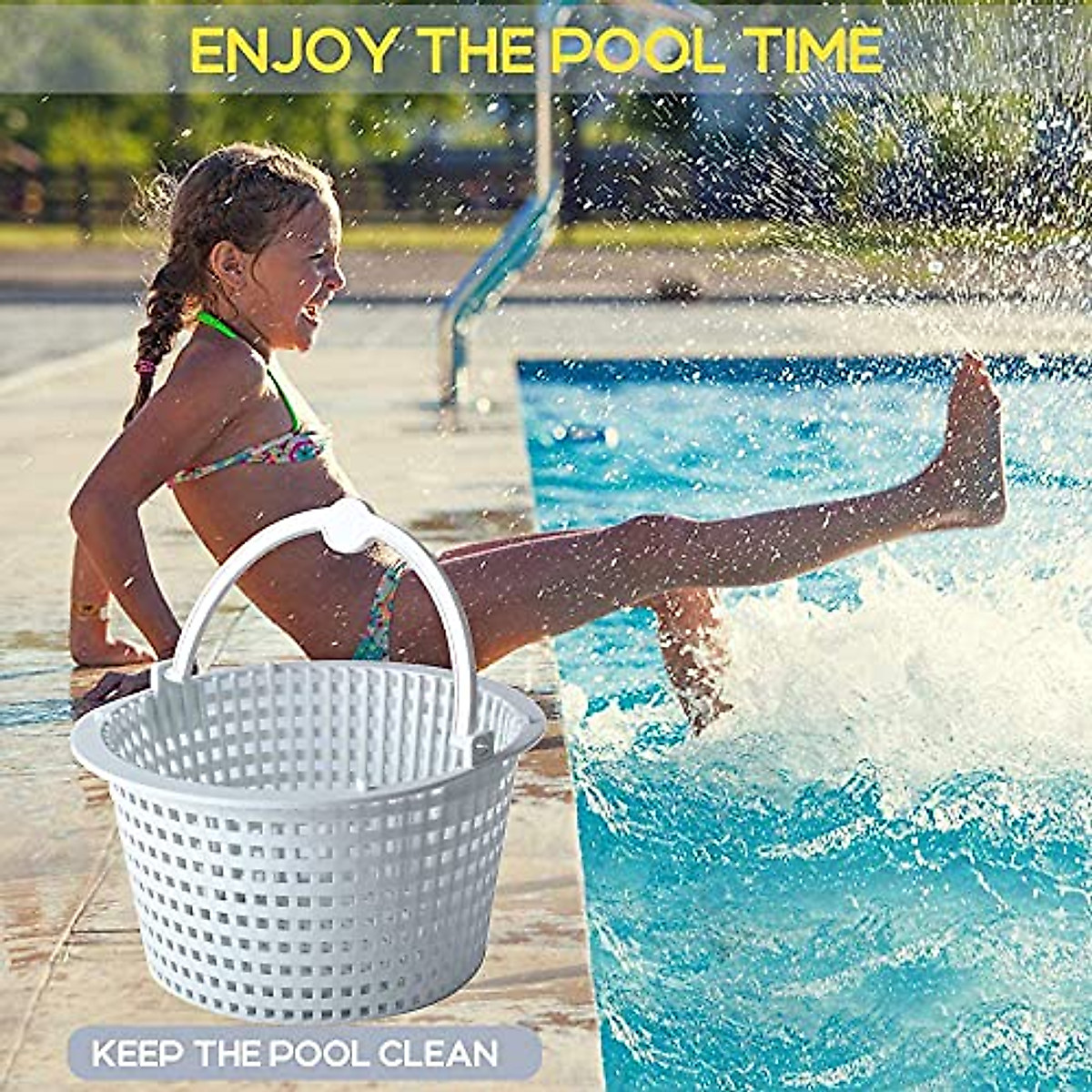 Wadoy SPX1091C Skimmer Basket Compatible with Hayward Automatic Skimmers SP1091lx,SP1091wm,6.5" Top, 3.5" Deep, 4.5" Bottom with Handle, 2-Pack Above Ground Pool Skimmer Basket