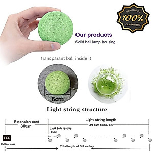 Indoor LED Fairy Lights, Battery Powered Warm White Decoration Cotton Ball Night light For Party Wedding Garden Home Patio Lawn Kids Bedroom Holiday Valentine's Day Decor Garden School kindergarten de