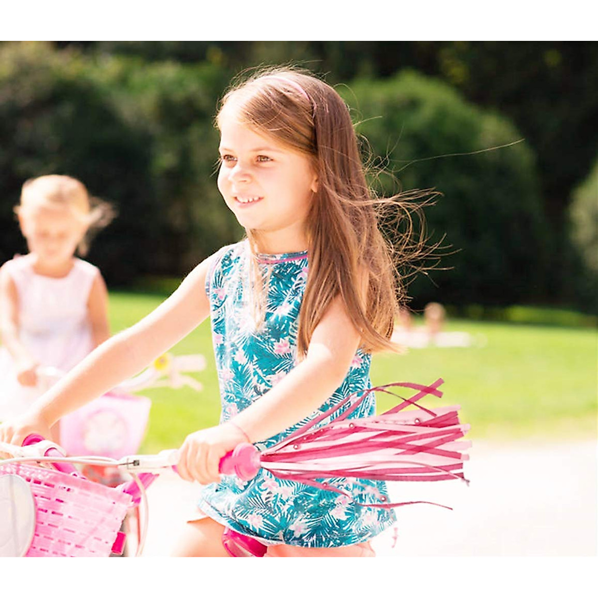 kortes 2 pcs Girls Pink Bike Streamers Kids Handlebar Streamers Bike Tassels Ribbons Kids Bike Accessories