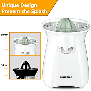 LUUKMONDE Electric Citrus Juicer, Orange Juicer with Lockable Spout, Citrus Press Juice Extractor, Electric Lemon Squeezer Fruit Presses for Orange Lemon Lime Grapefruit, (White)