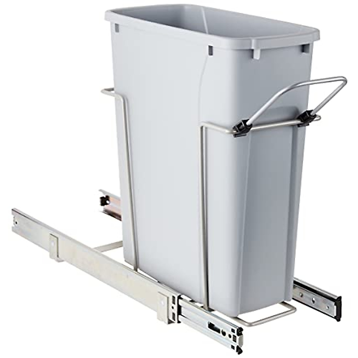 Knape & Vogt RS-PSW9-1-20-P 17 in. H x 8 in. W x D Steel in-Cabinet 20 Qt. Single Platinum Pull Out Trash Can