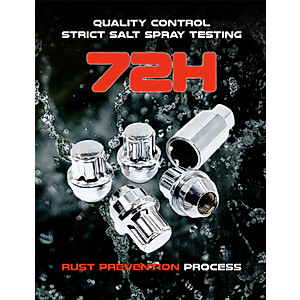 Set of 4 Veritek 14x1.5mm 1.6 Inch 22mm Hex Chrome Large Acorn Conical Seat Wheel Locks for Tesla Factory Wheels