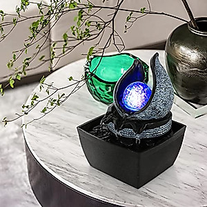 WICHEMI Indoor Fountain Tabletop Fountain Mini Waterfall Fountains Relaxation Water Feature Feng Shui Zen Meditation Desktop Fountain with Rolling Ball for Home Office Indoor Spaces Decor (Style 1)