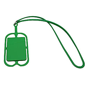 Flybloom Multifunctional Silicone Neckband Mobile Phone Lanyard Phone Case Holder with Card Pocket(Green)