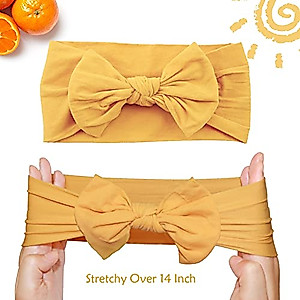 ALinmo 25 Pack Soft Wide Turban Baby Headbands with nylon Hair Bow Headwraps for Baby Girls Infants Newborn Hair Accessories Toddlers Kids and Children