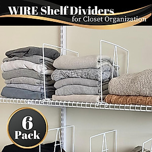 Evelots Wire Shelf Dividers -6 Pack- Closet Organization and Storage Optimization for Home/Office/Pantry/Garage - Tall Shelf Separator - Easy Clip-No Tool - Solid Coated Steel