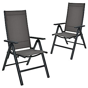 ZHYH Patio Chair 2 Piece Folding Dining Chair with Adjustable Back