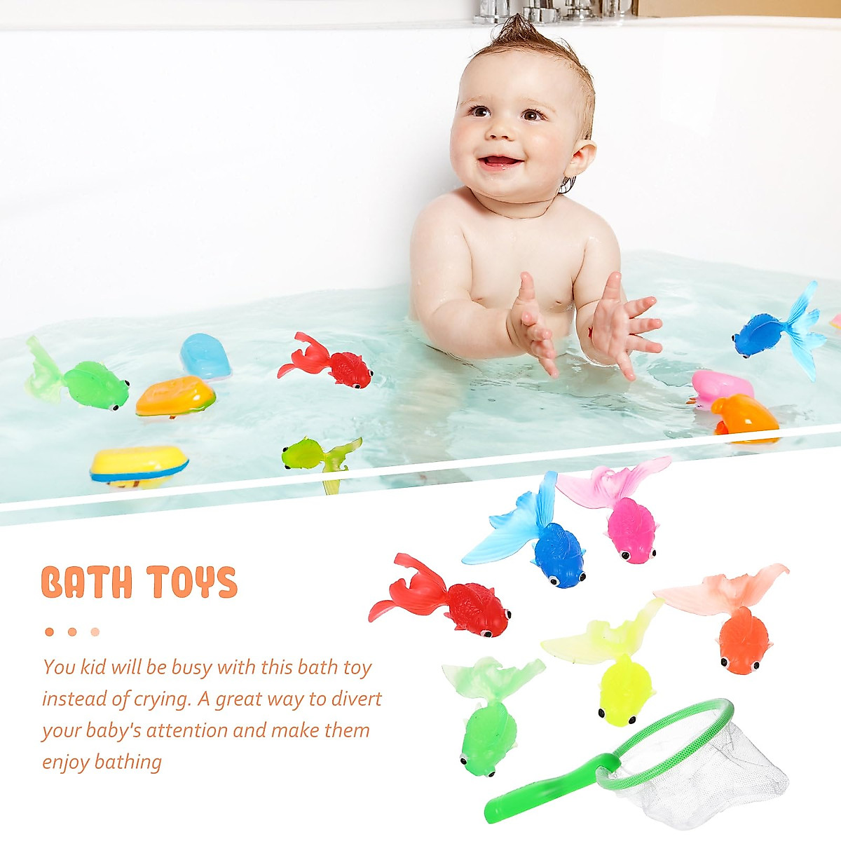 TOYANDONA 1set Tub Toys Bathing Bath Landing Child for Game Kids Baby Toddler Cartoon Bathtub with Fishing Water and Fish Pool Essentials Funny Net Infant Scoop Toy Kit Pole