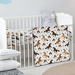 ARIGHTEX Horse 4 Piece Toddler Bedding Set with Cute Farm Animal - Includes Quilted Comforter, Fitted Sheet, Top Sheet, and Pillow Case for Girls Boys Bed
