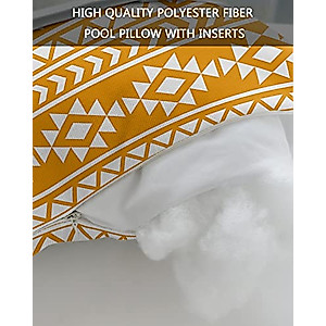 Recliner Head Pillow Ledge Loungers Chair Pillows with Insert Vintage Geometric American Tribal Pattern Yellow Texture Lumbar Pillow with Adjustable Strap Patio Garden Cushion for Bench Couch, 2 PCS