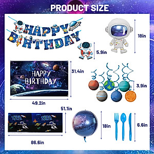 Outer Space Birthday Party Decorations, Outer Space Birthday Party Supplies, Space Themed Decoration Include Space (Foil) Balloon/Happy Birthday Banner/Cake Topper/Plate/Napkin/Cup/Tablecloth/Backdrop