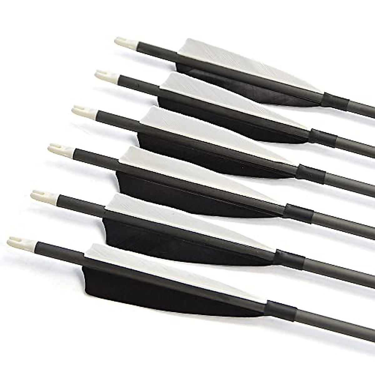 AMEYXGS 34Inch Archery Carbon Arrows Hunting Arrows Target Practice Arrows Spine 500 with Turkey Feather and Arrow Quiver for Recurve and Compound Bow (6pcs)