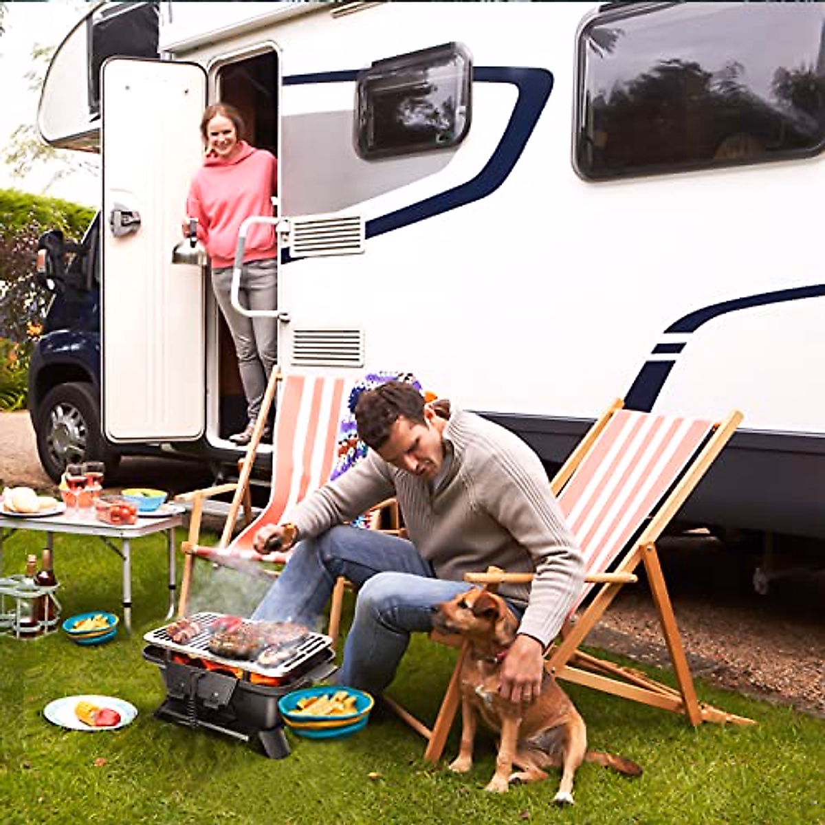 ORALNER Cast Iron Hibachi Grill, Portable Tabletop Grill with Double-Sided Grill Net, 2 Heights, Air Control & Coal Door, Small Outdoor BBQ Charcoal Grills, for Camping, Picnic