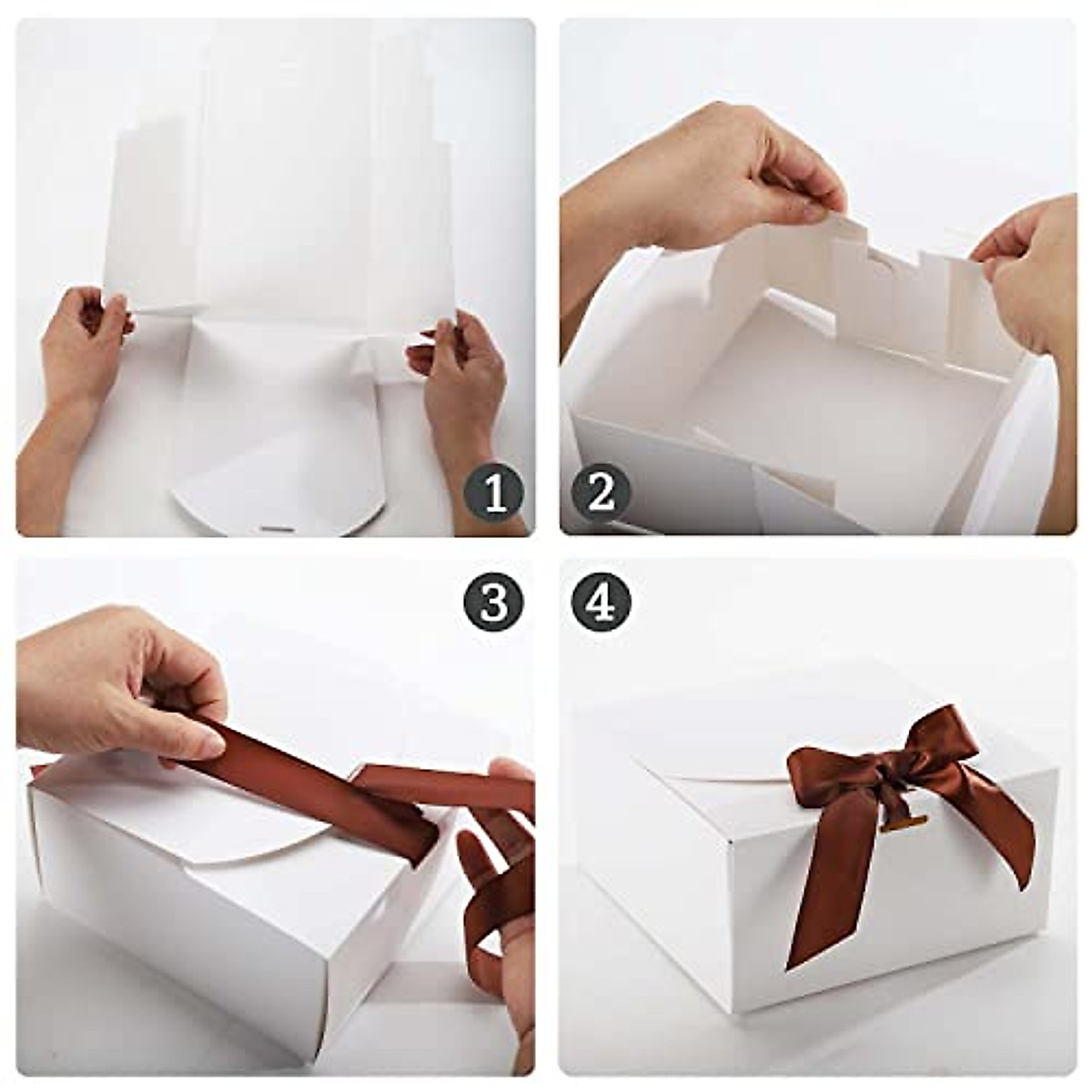 White Gift Box 10 Pack 6.7x6.7x3.5 Inches,Gift Boxes with Ribbons,Bridesmaid Proposal Boxes, Gift Boxes with Lids for Presents, Birthdays,Wedding,Baby Showers,Valentine's Day,Christmas