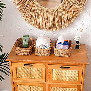 Rectangle small wicker baskets for sundries 3pcs storage bins.