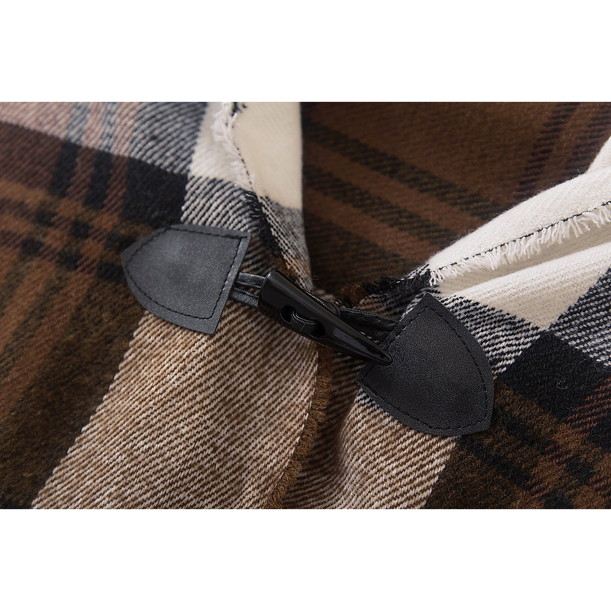 Urban CoCo Womens Vintage Plaid Knitted Tassel Poncho Shawl Cape Button Cardigan (One Size, Series 2 Camel)