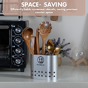 Kitchen Utensil Holder for Countertop. Metal Utensil Holder. Modern Utensil Holder for Kitchen Counter. Cooking Utensil Holder. Utensil Crock. Spatula & Spoon Holder ‎6.4 x 3.2 x 5.4 In