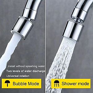 2 Pcs Faucet Aerator, Swivel Kitchen Sink Faucet Aerator, 50° Angle Twist, Dual-function 2-Flow Sprayer Faucet Head, Sink Attachement, Faucet Replacement Part 55/64'' Female Thread, Chrome