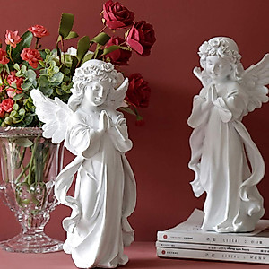 BESTOYARD 1 Pc Angel Ornaments European Ornaments Figurines De Bautizo para Niño Dining Room Table Decor Desktop Adornment House Ornaments Little Girl Statue Resin White Delicate Baby Model