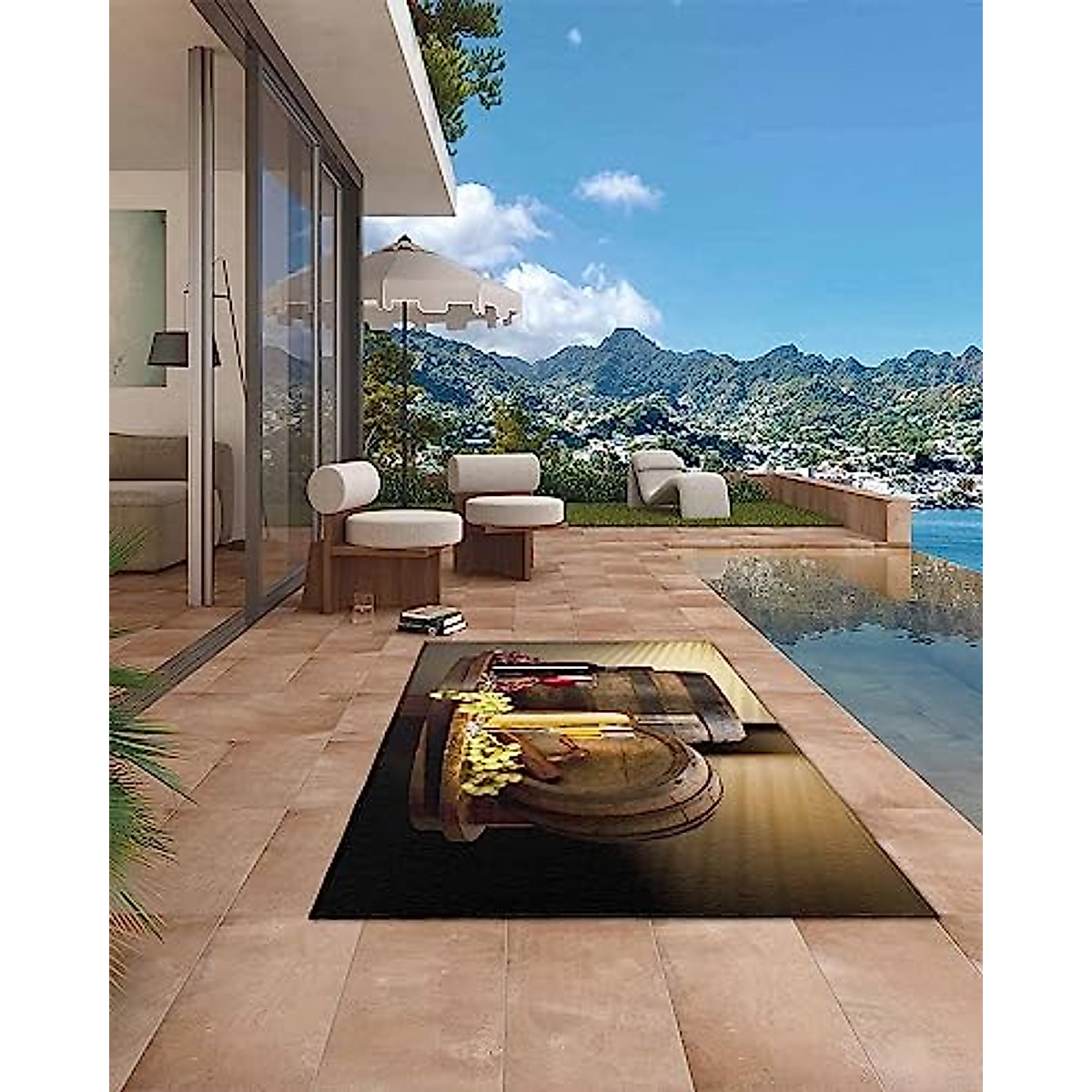 Outdoor Rug Mats,Cask Barrel Wine Glass Fruit Grape Indoor Area Rugs RV Camping Rugs Outside Mat 4x6ft,Floor Carpet for Patio Porch Deck Backyard Picnic Balcony Farmhouse Cellar Wooden Table