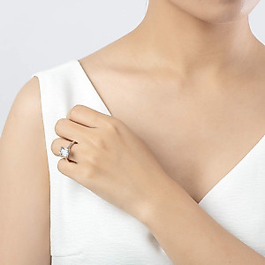 YUNKAI Engagement Ring for Women, 925 Sterling Silver Cubic Zirconia Wedding Ring Christmas Gift